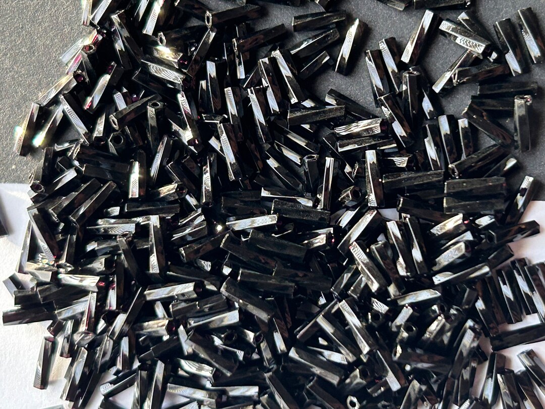 Black Bugle Bead, Twisted Bugle Jet, 6mm by 2mm Twisted Bugle, Miyuki ...