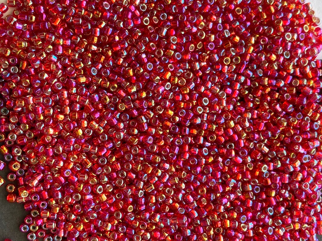 Red Rainbow #11 Silver Lined Seed Bead Matsuno #11, Red Seed Beads With ...