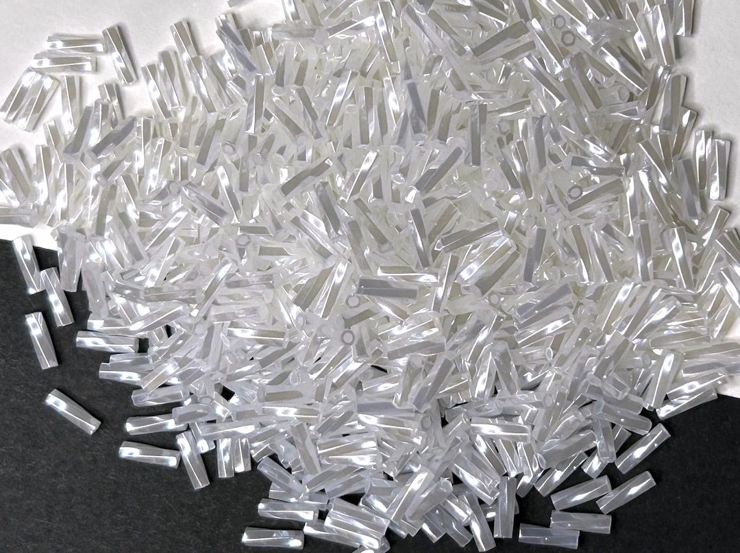 White Luster Bugle Bead, Twisted Bugle, 6mm by 2mm Twisted Bugle ...