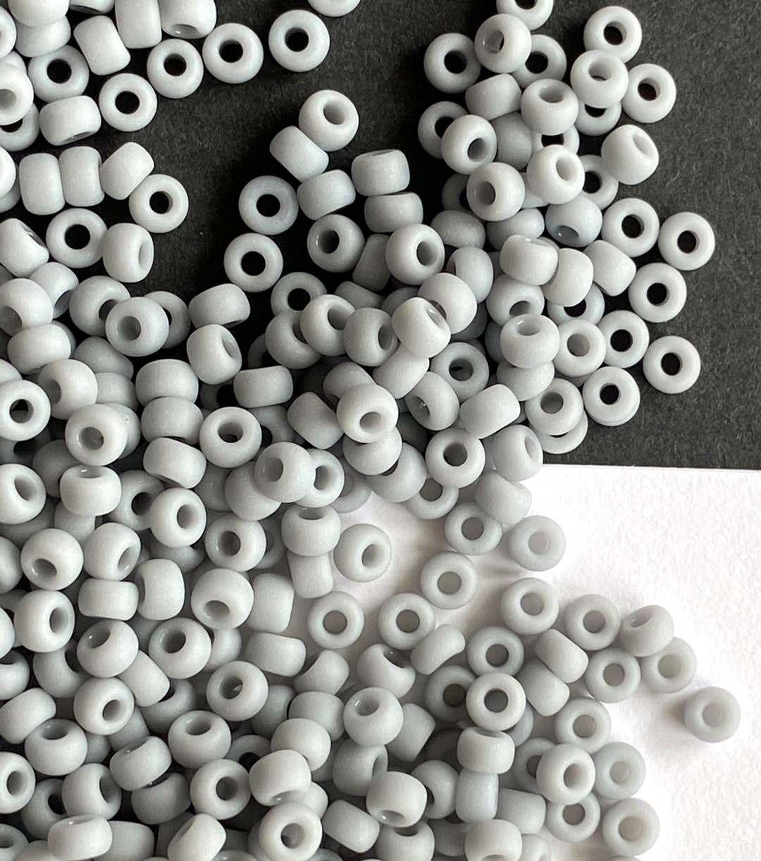 Dove #8 Grey Seed Beads, Miyuki Size 8 Grey Bead, Grey Glass Matte Bead ...