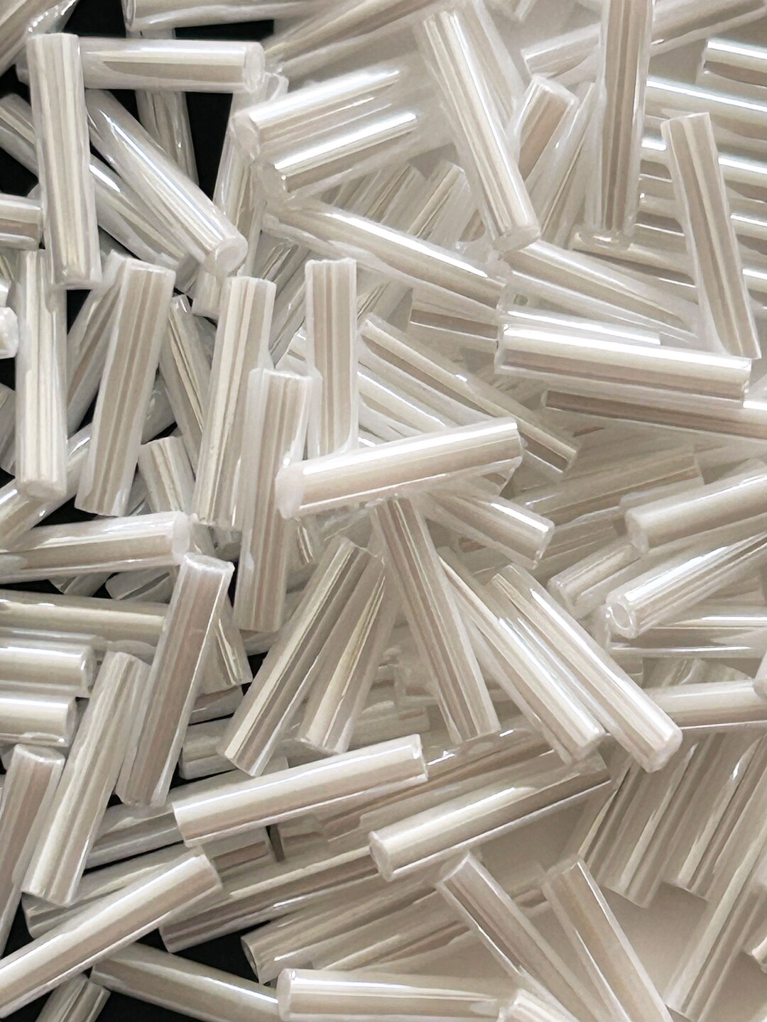 White Pearl Bugle Bead, Long Bugle, 12mm by 2.4 Mm Bugle, Miyuki Bugle ...