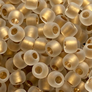 Gold Lined #15 Crystal Beads, Toho, Matte Clear Gold Lined Beads ...