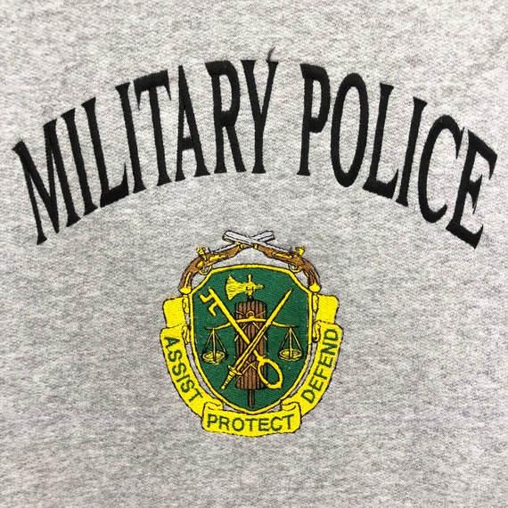 Vintage Military Police Embroidery Logo Crewneck Swea… - Gem