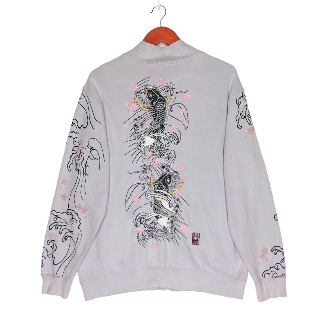 Koi Fish Sukajan Jacket - Size M - Japanese Souvenir Jacket - Etsy
