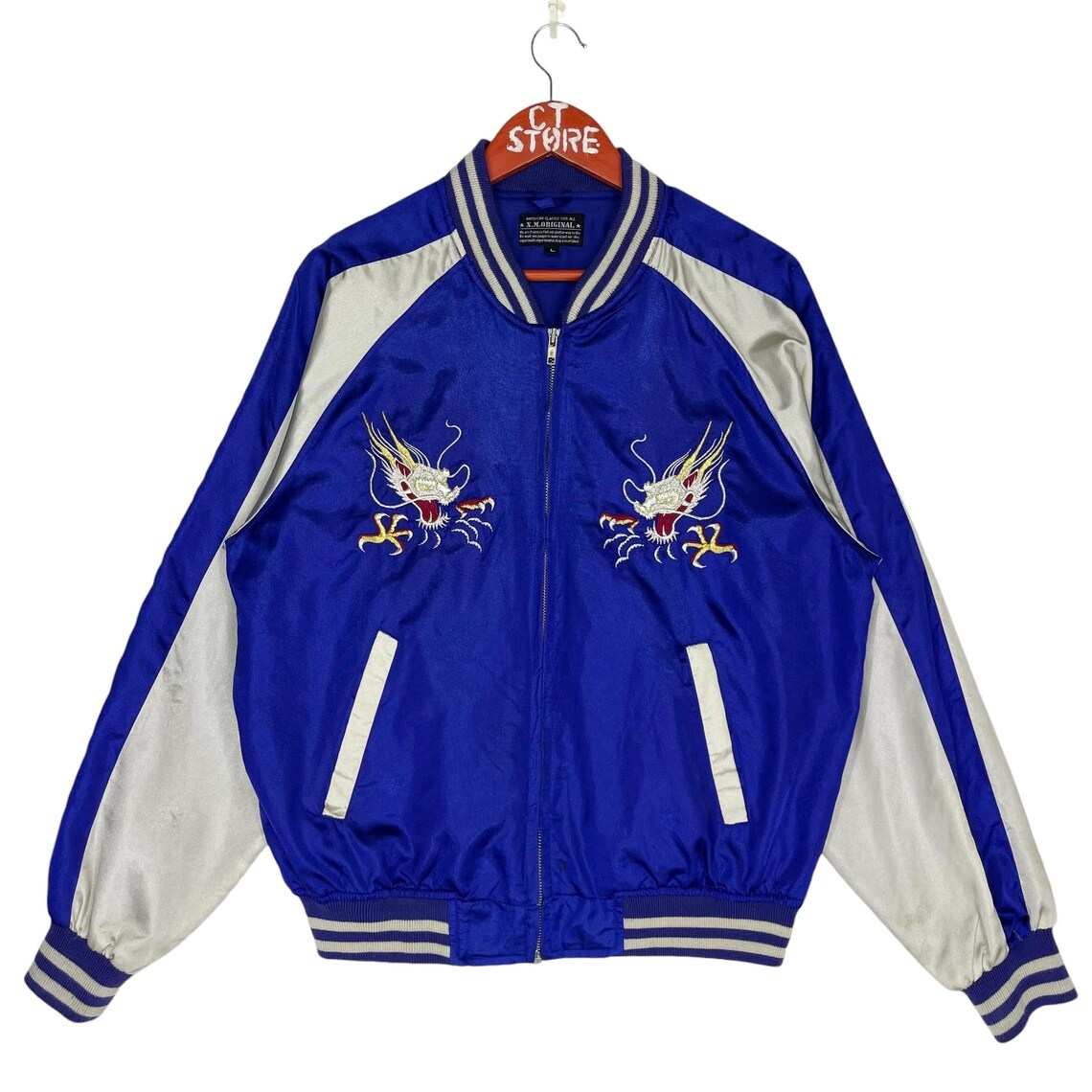 SUKAJAN Hawk Dragon Yokosuka Yakuza Zipper Jacket Japanese Souvenir ...
