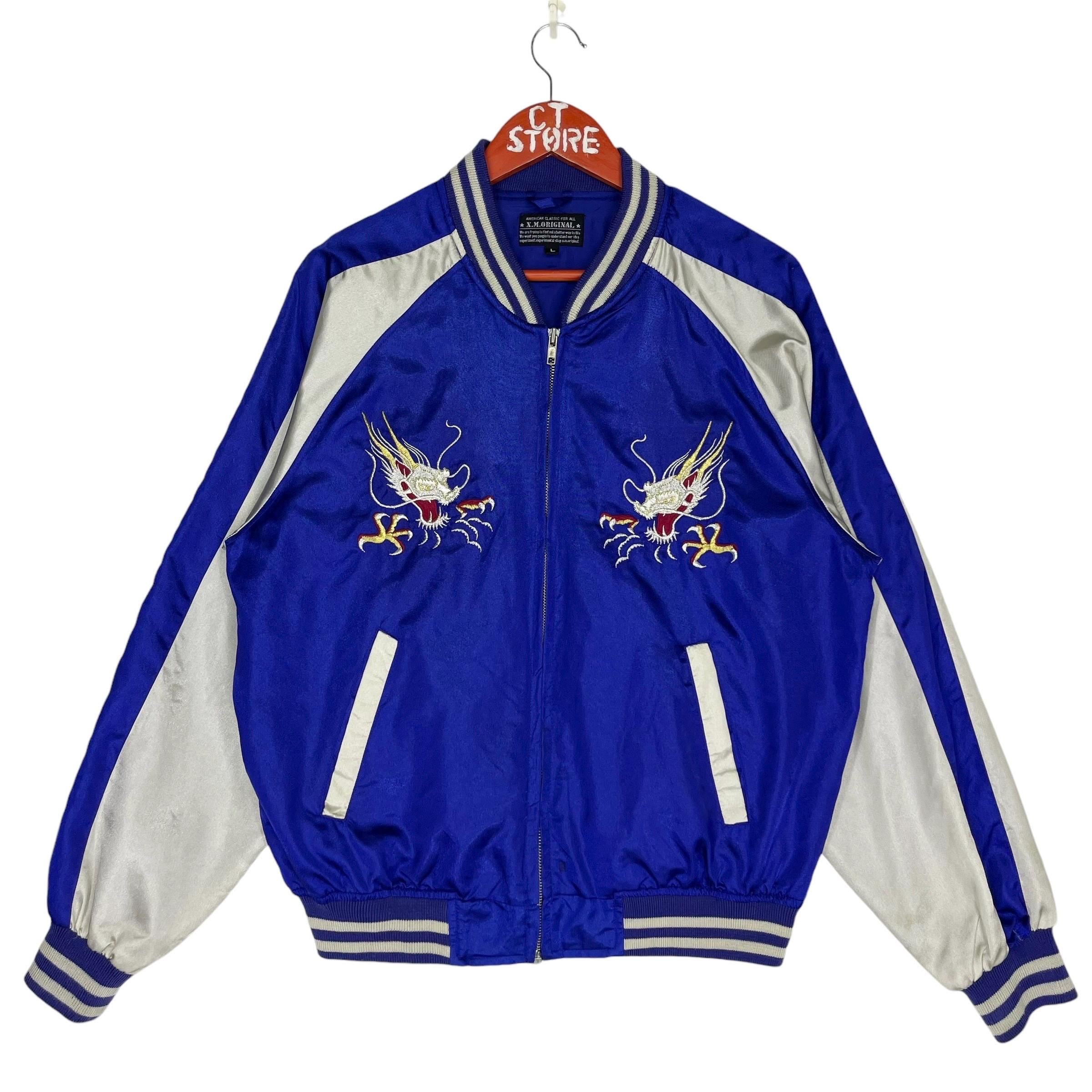 SUKAJAN Hawk Dragon Yokosuka Yakuza Zipper Jacket Japanese Souvenir ...