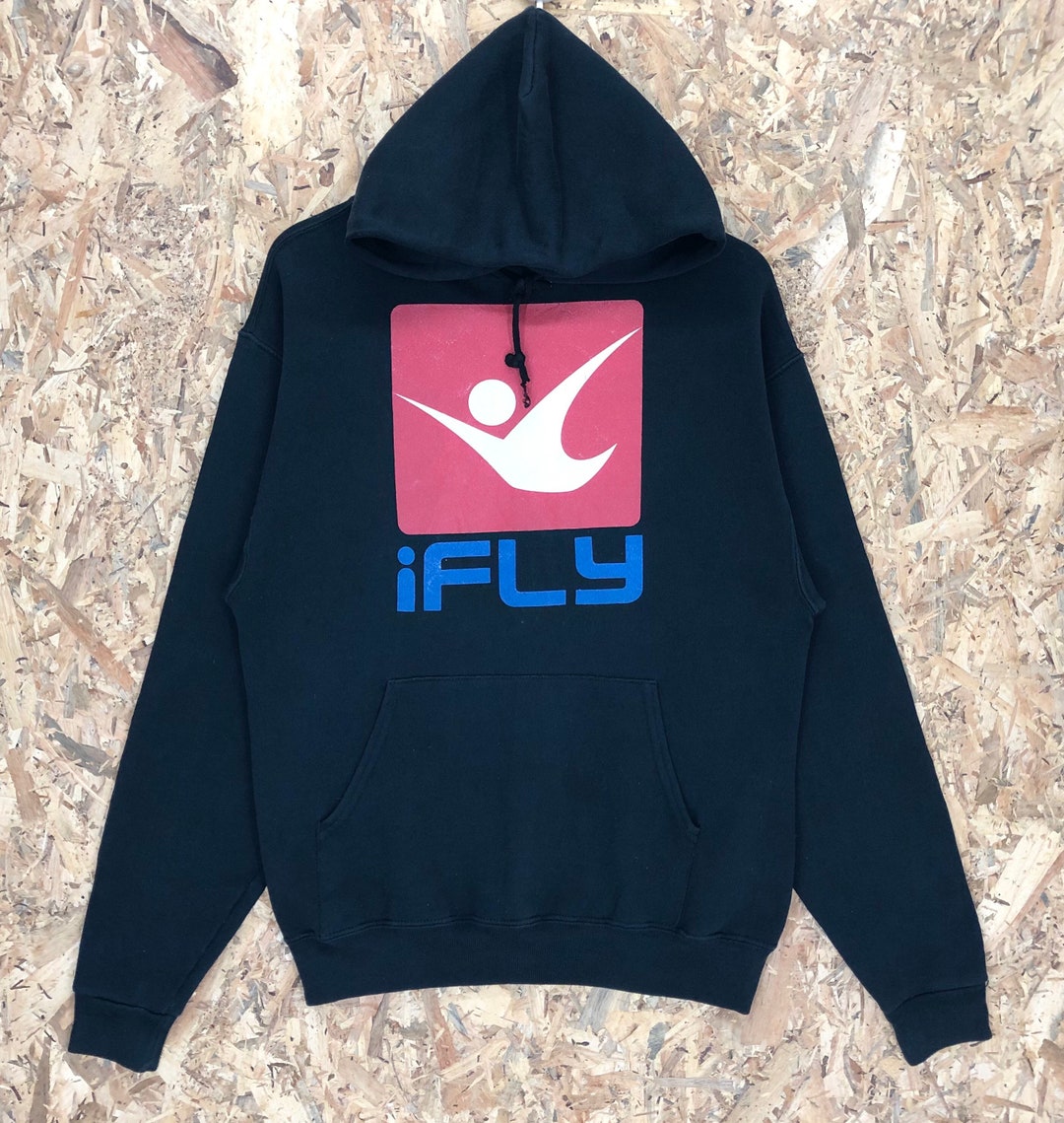 Vintage Ifly Logo Hoodie - Black Streetwear Pullover - Size S - Etsy