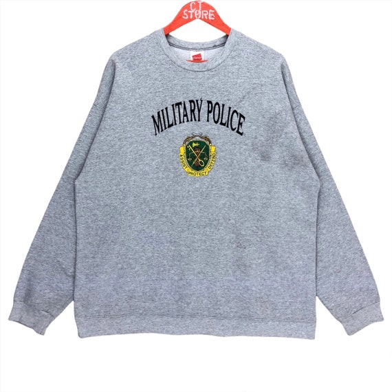 Vintage Military Police Embroidery Logo Crewneck Swea… - Gem
