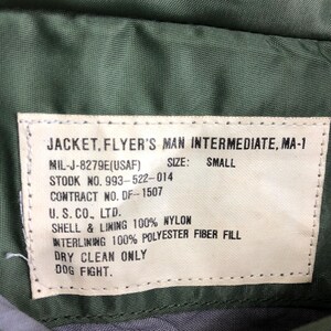 Vintage 70s MA-1 US Military Flight Jacket Size S in Green Usaf Mil-j-8279e - Etsy