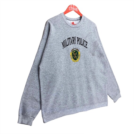 Vintage Military Police Embroidery Logo Crewneck Swea… - Gem