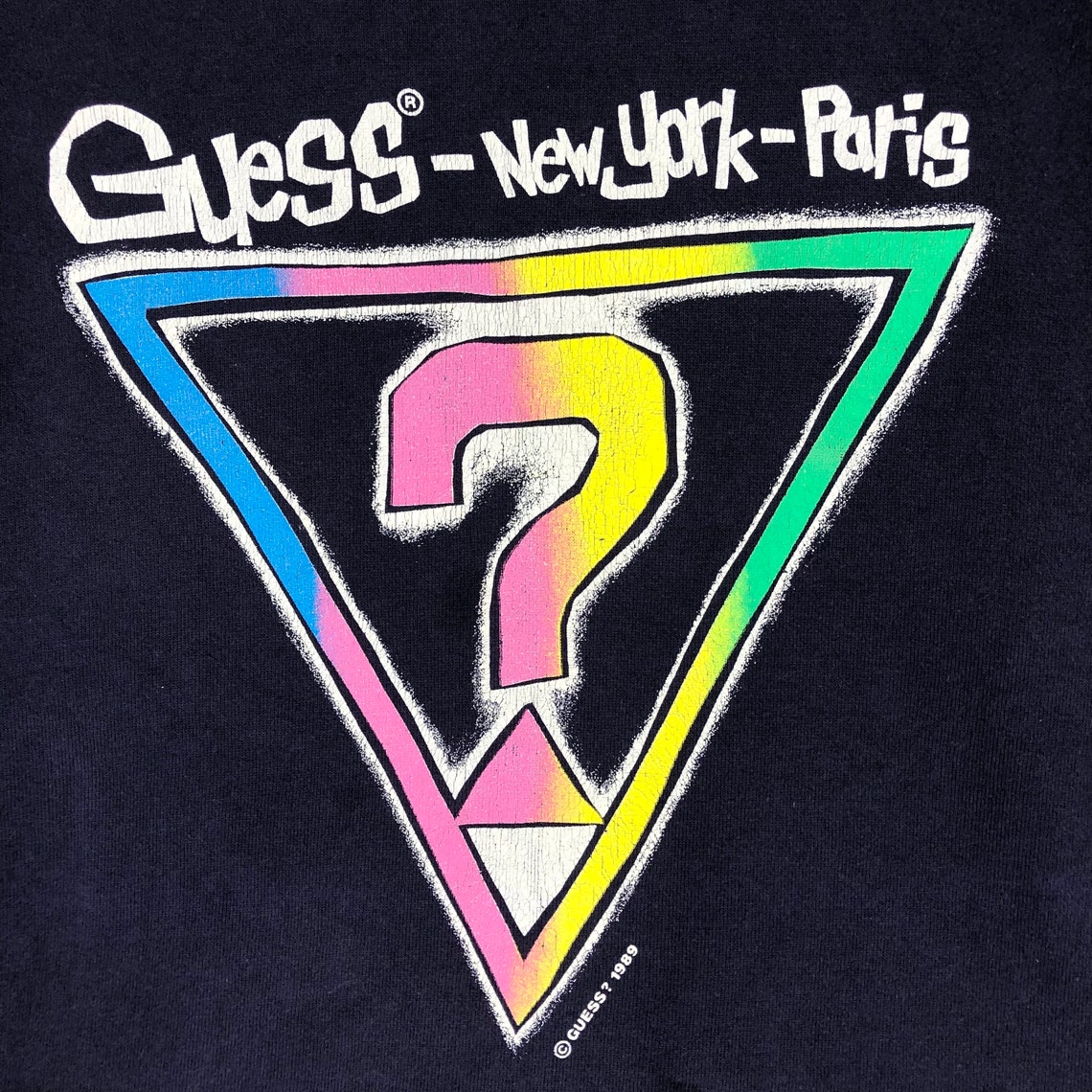 Vintage 1989 Guess New York Paris Sweatshirt Big Logo - Size M - Etsy