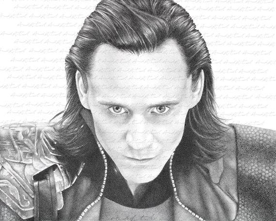 realistic custom art drawing from photo Hand drawn pencil portrait Loki ...