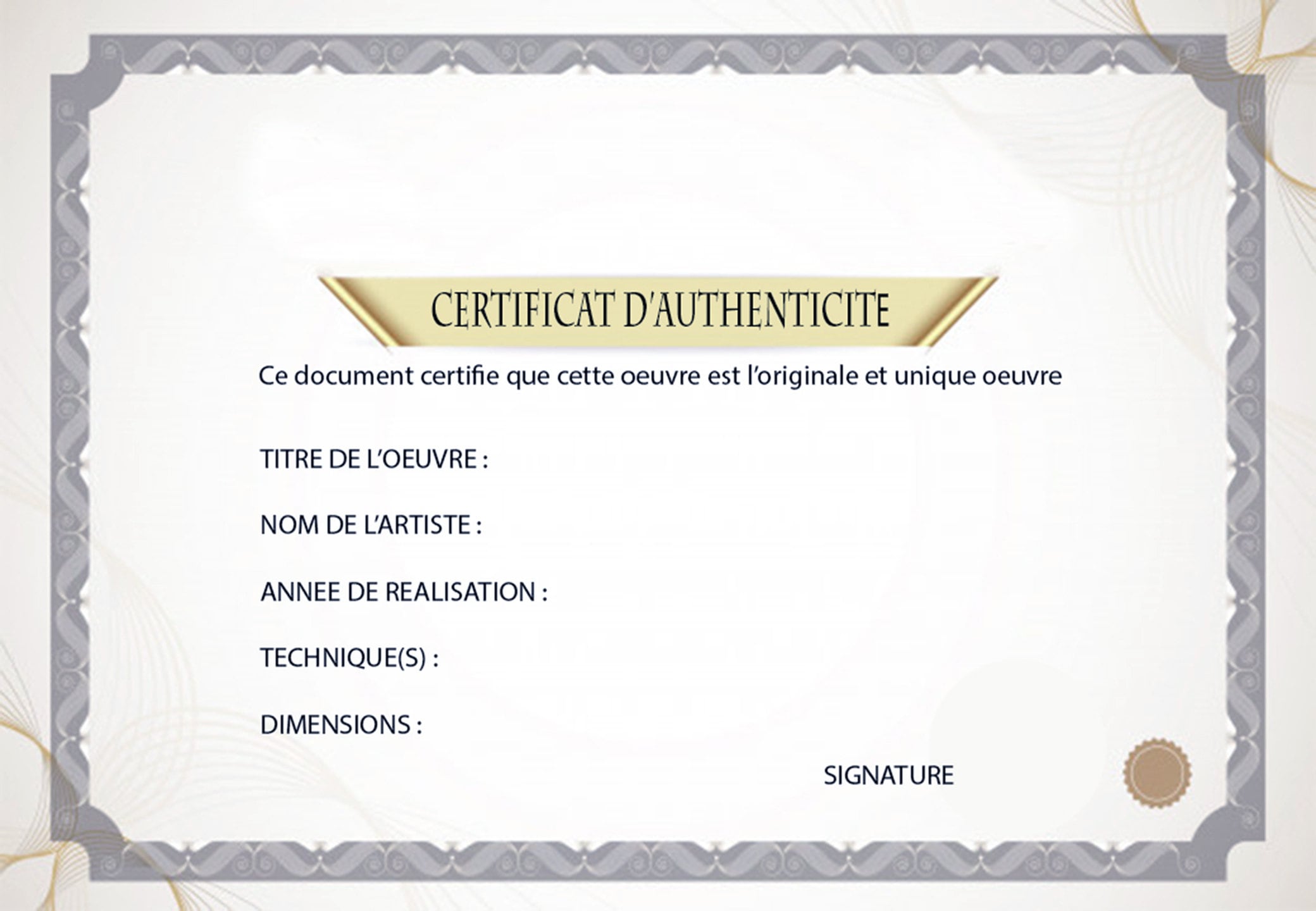 Exemple De Certificat DAuthenticité Pour Un Tableau Guide Complet ... Exemple De Certificat DAuthenticité Pour Un Tableau Guide Complet ...