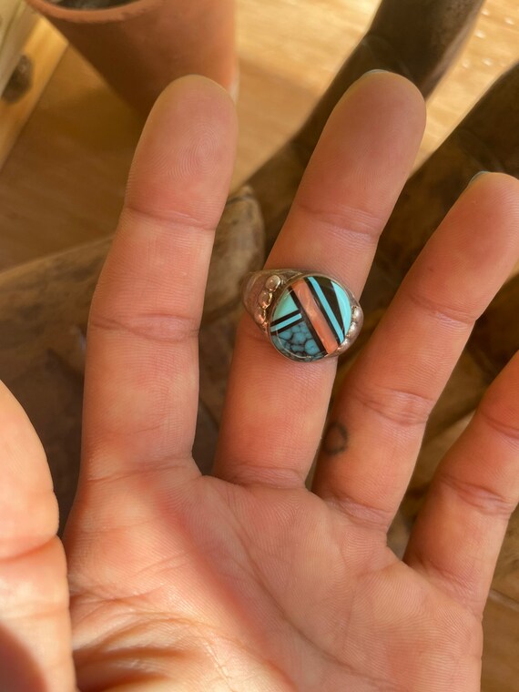 Vintage Navajo Inlay Ring Size 11 - Etsy