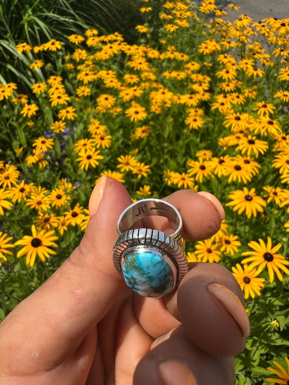 Joe Paul Natural Kingman Turquoise Navajo Ring Size 6… - Gem