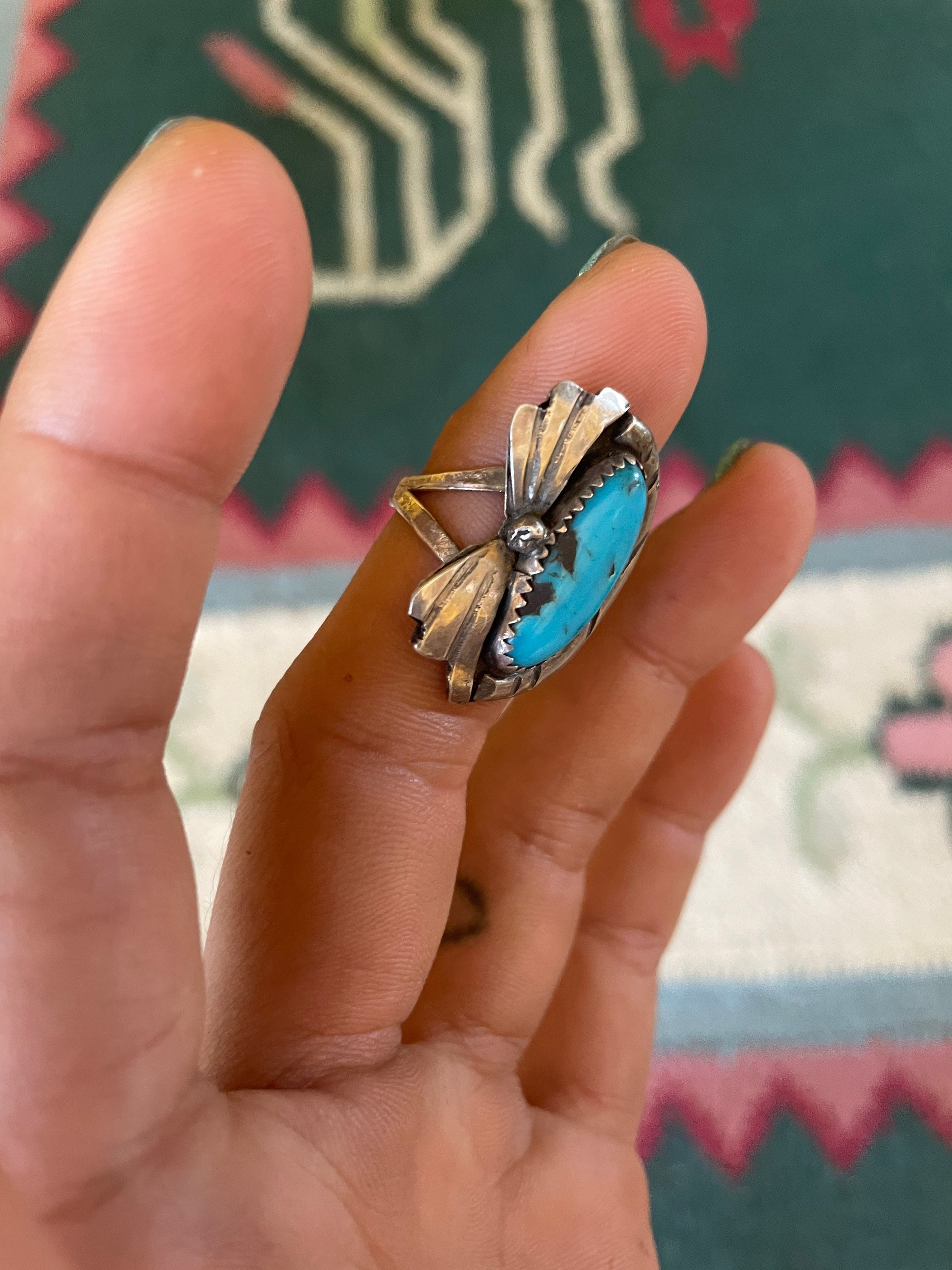 Navajo Old Pawn Turquoise Ring Size 5 1/2 - Etsy