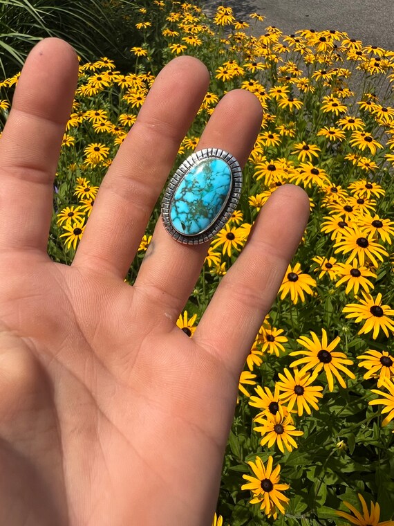 Joe Paul Natural Kingman Turquoise Navajo Ring Size 6… - Gem