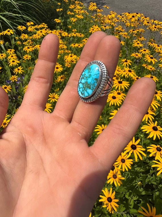 Joe Paul Natural Kingman Turquoise Navajo Ring Size 6… - Gem