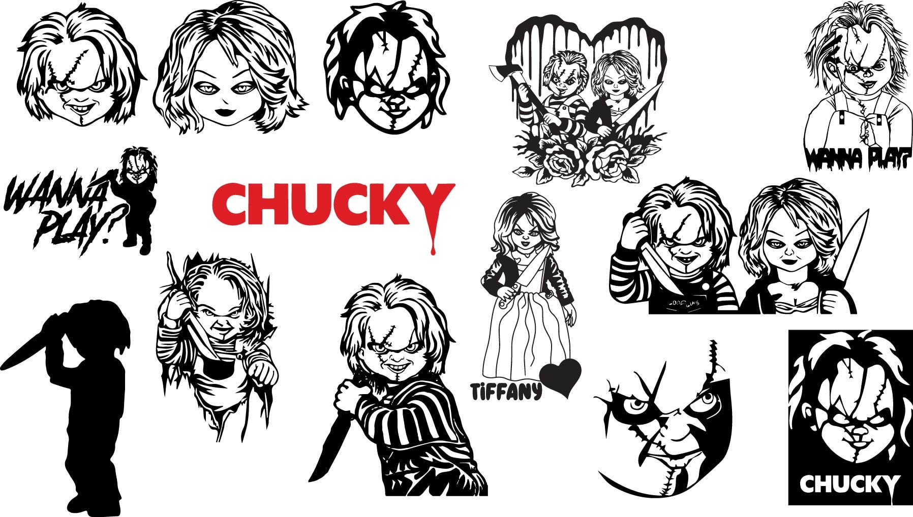 Chucky SVG Cut Files Bundle Horror SVG Cut File, Tiffany and Chucky ...
