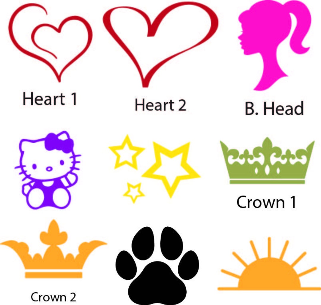 Silhouette Vinyl Decals, Hearts, Stars, Paw Print, Permanent Vinyl ...
