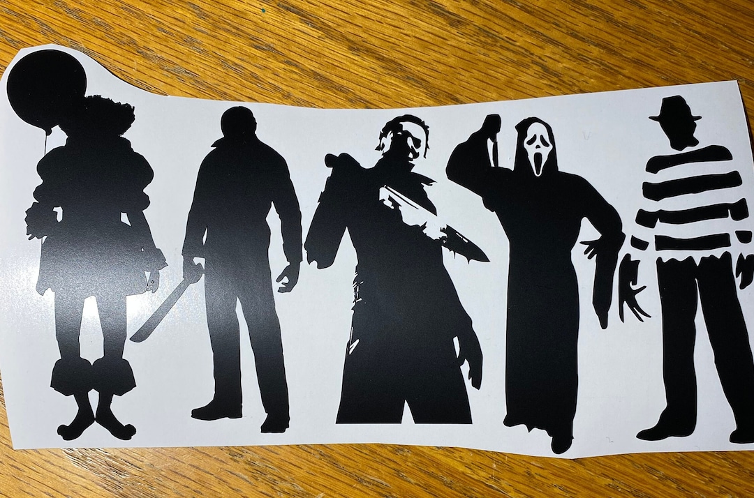 Horror Villains Vinyl Decals, Pennywise, Jason, Michael, Freddy Car ...