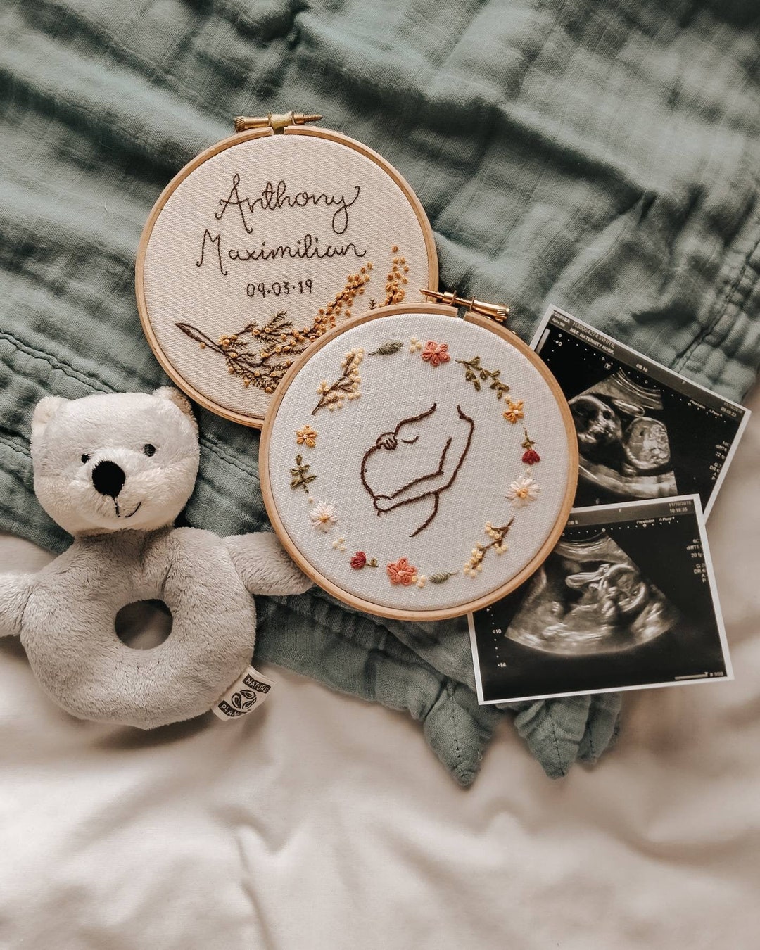 Blossoming Baby Bump Embroidery Hoop - Etsy