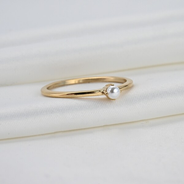 Gold Pearl Ring - Etsy