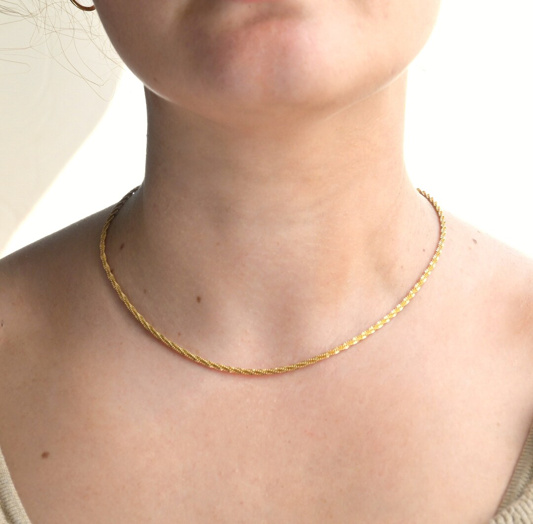 Sparkle Rope Necklace - Stainless Steel Waterproof Silver Sparkle Chain ...