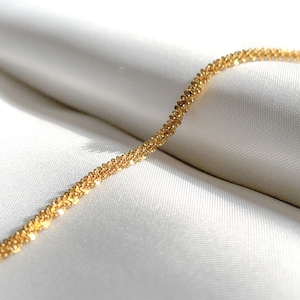 Sparkle Rope Necklace Stainless Steel Waterproof Silver Sparkle Chain ...