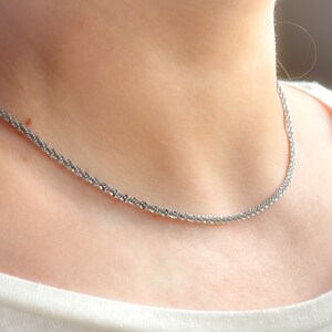 Sparkle Rope Necklace - Stainless Steel Waterproof Silver Sparkle Chain ...