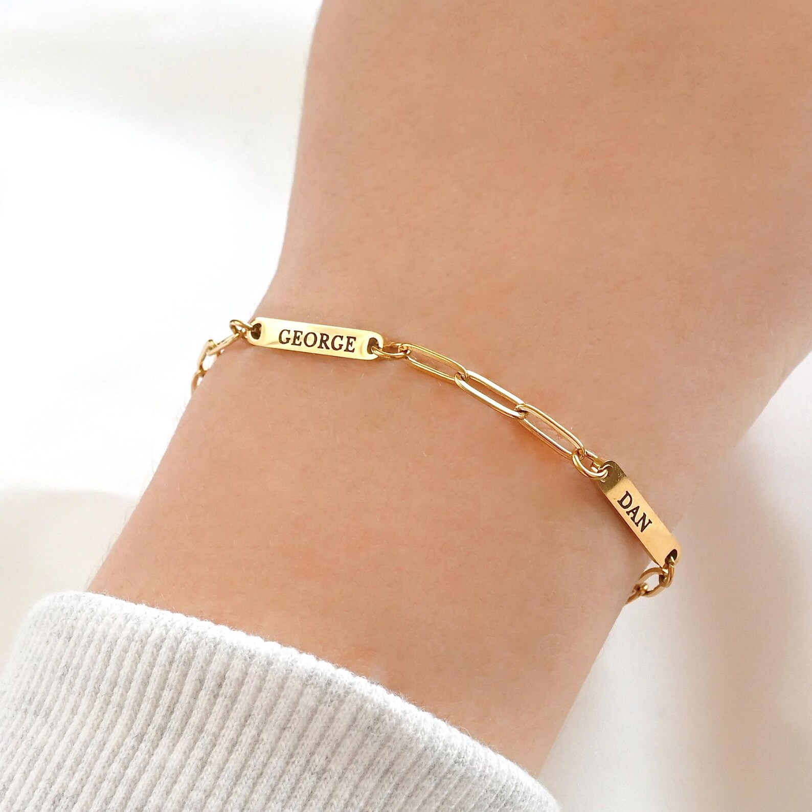 Engraved Name Bracelet- Waterproof Multiple Name Bar Bracelet ...