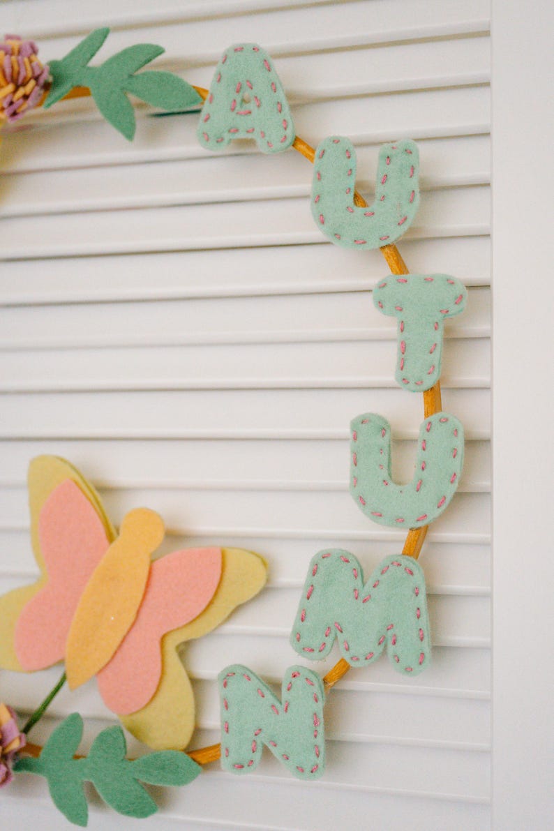 Personalised Name Wreath Sewing Pattern PDF | Natural Felt Nursery ...