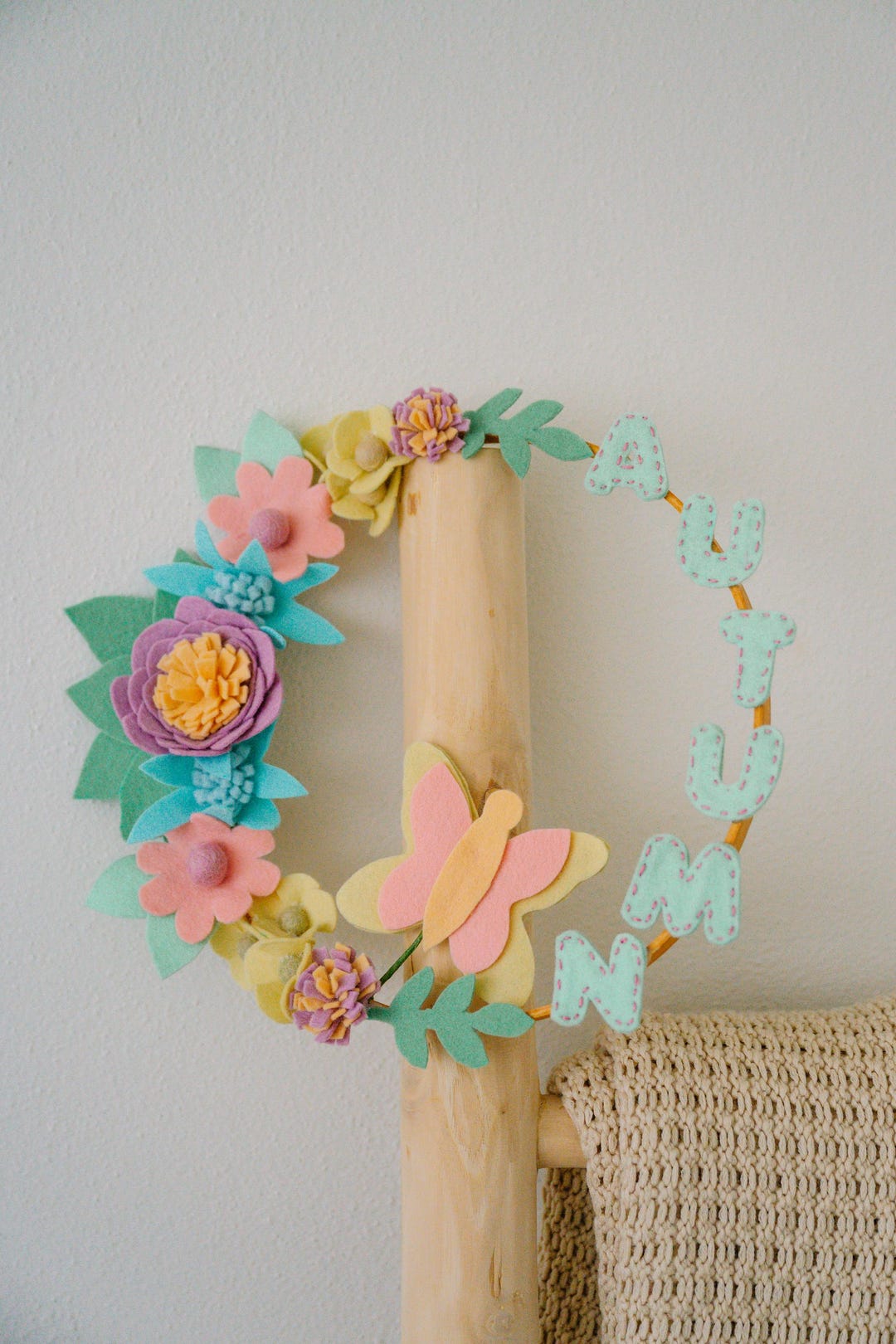 Personalised Name Wreath Sewing Pattern PDF | Natural Felt Nursery ...