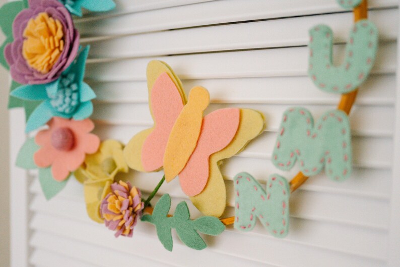 Personalised Name Wreath Sewing Pattern PDF | Natural Felt Nursery ...