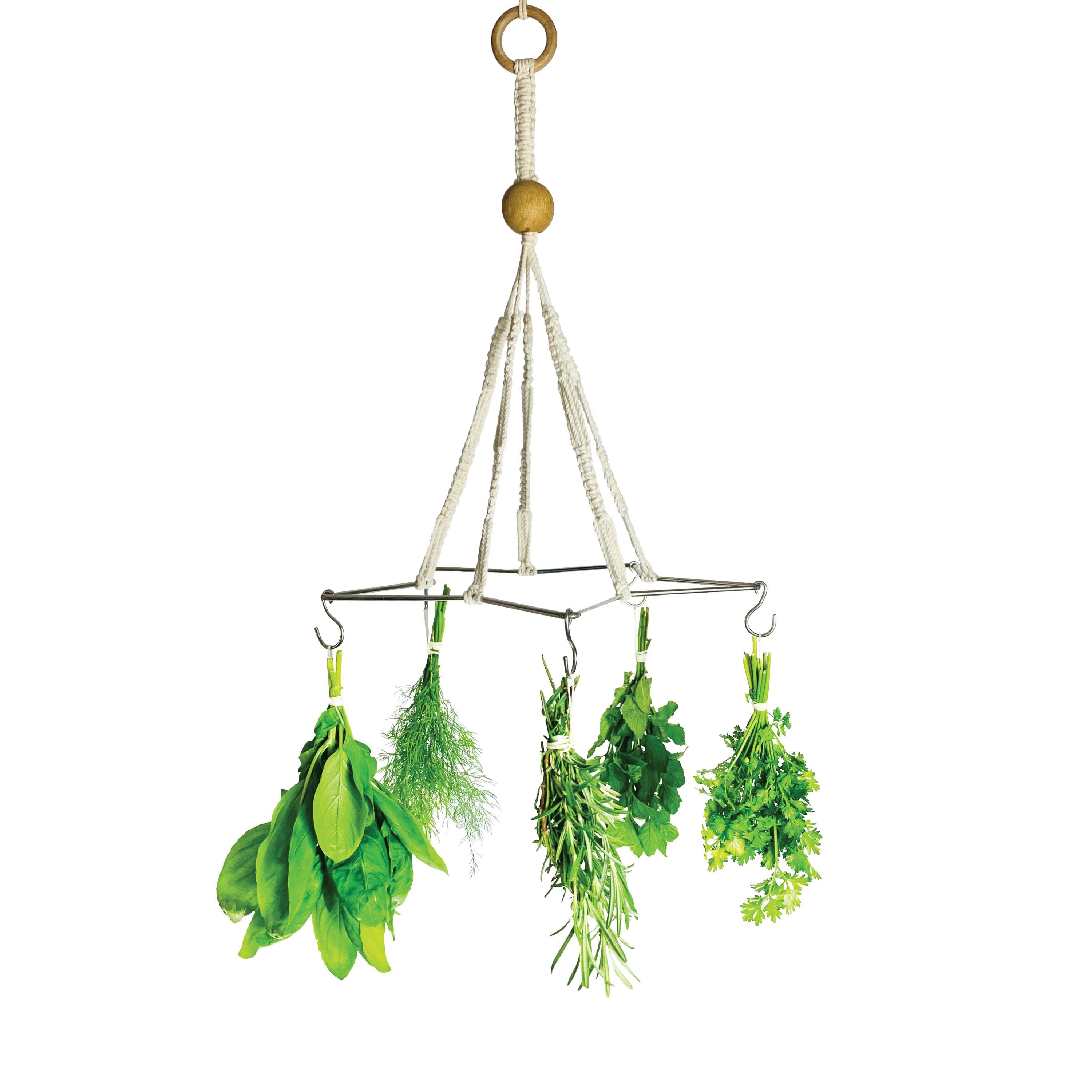 Joyfulmuze Handcrafted Macrame Herb & Flower Drying Rack With Banana ...