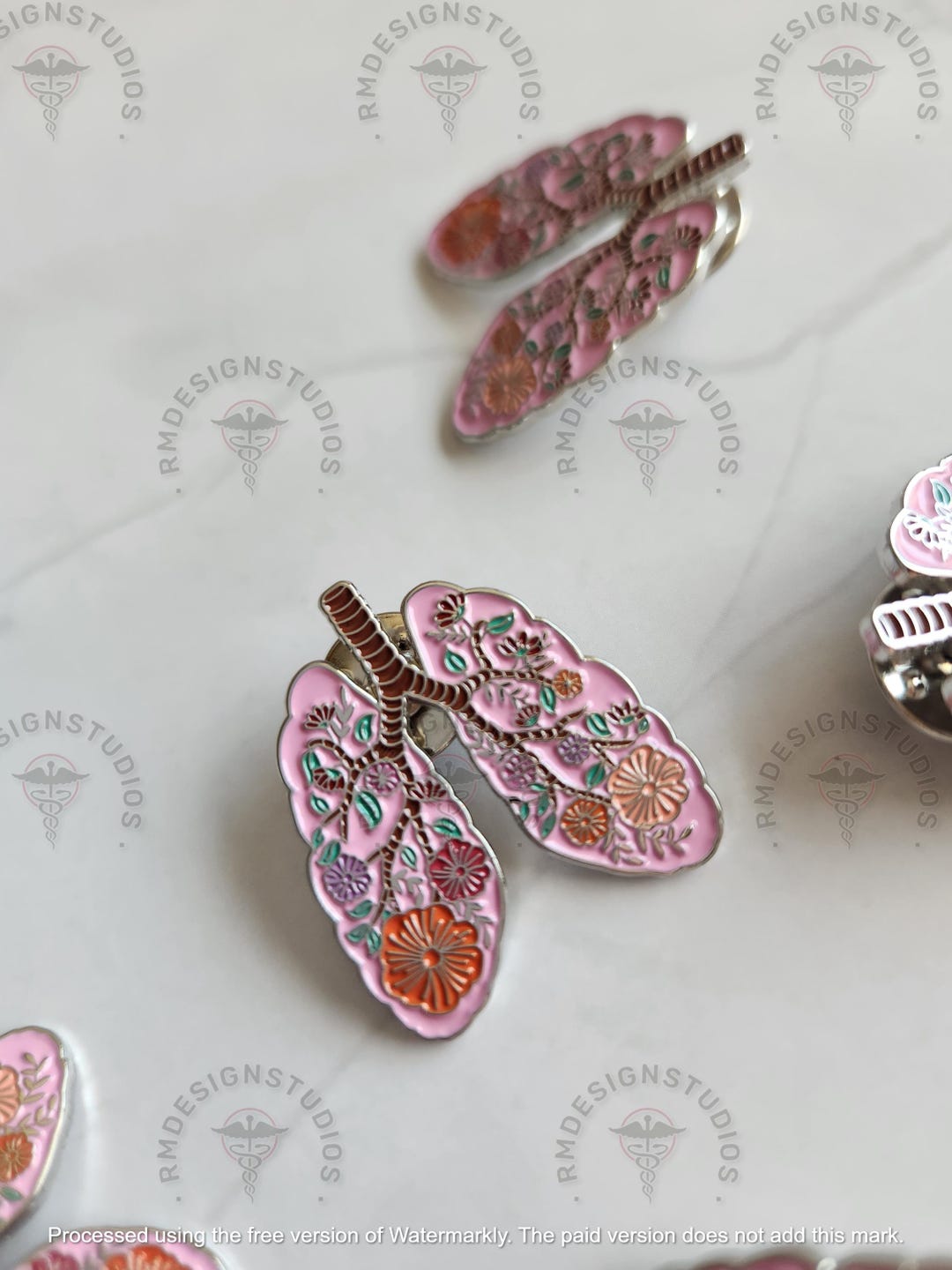 Floral Lungs Enamel Pin – Cute & Artistic Respiratory-themed Accessory ...