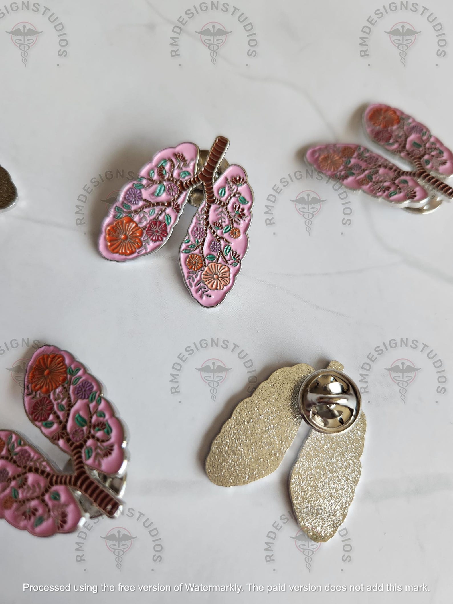 Floral Lungs Enamel Pin – Cute & Artistic Respiratory-themed Accessory ...