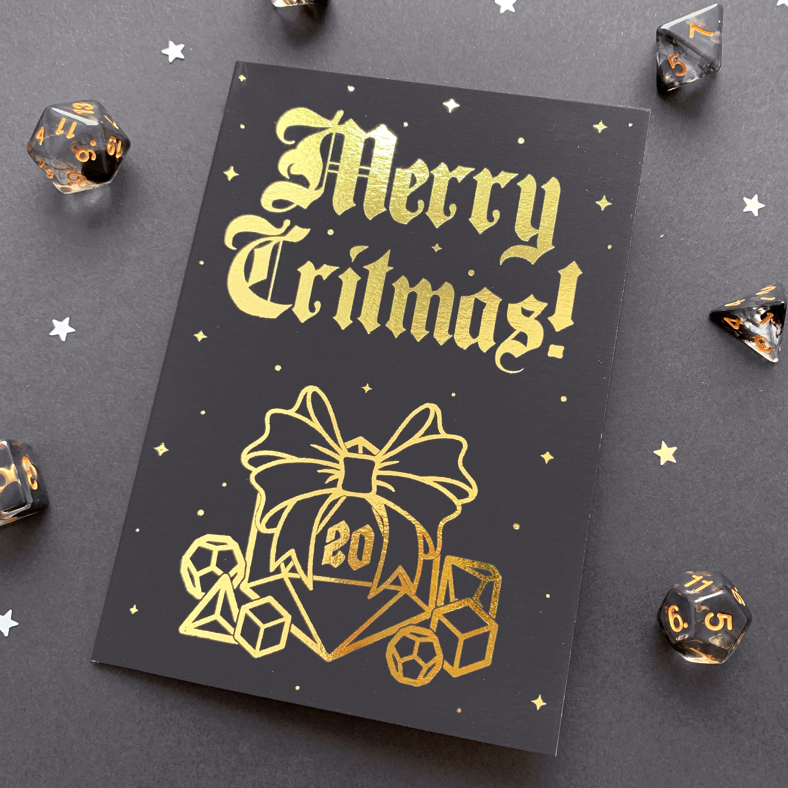 Dungeons and Dragons Christmas Card Gold Foiled Dnd | Etsy