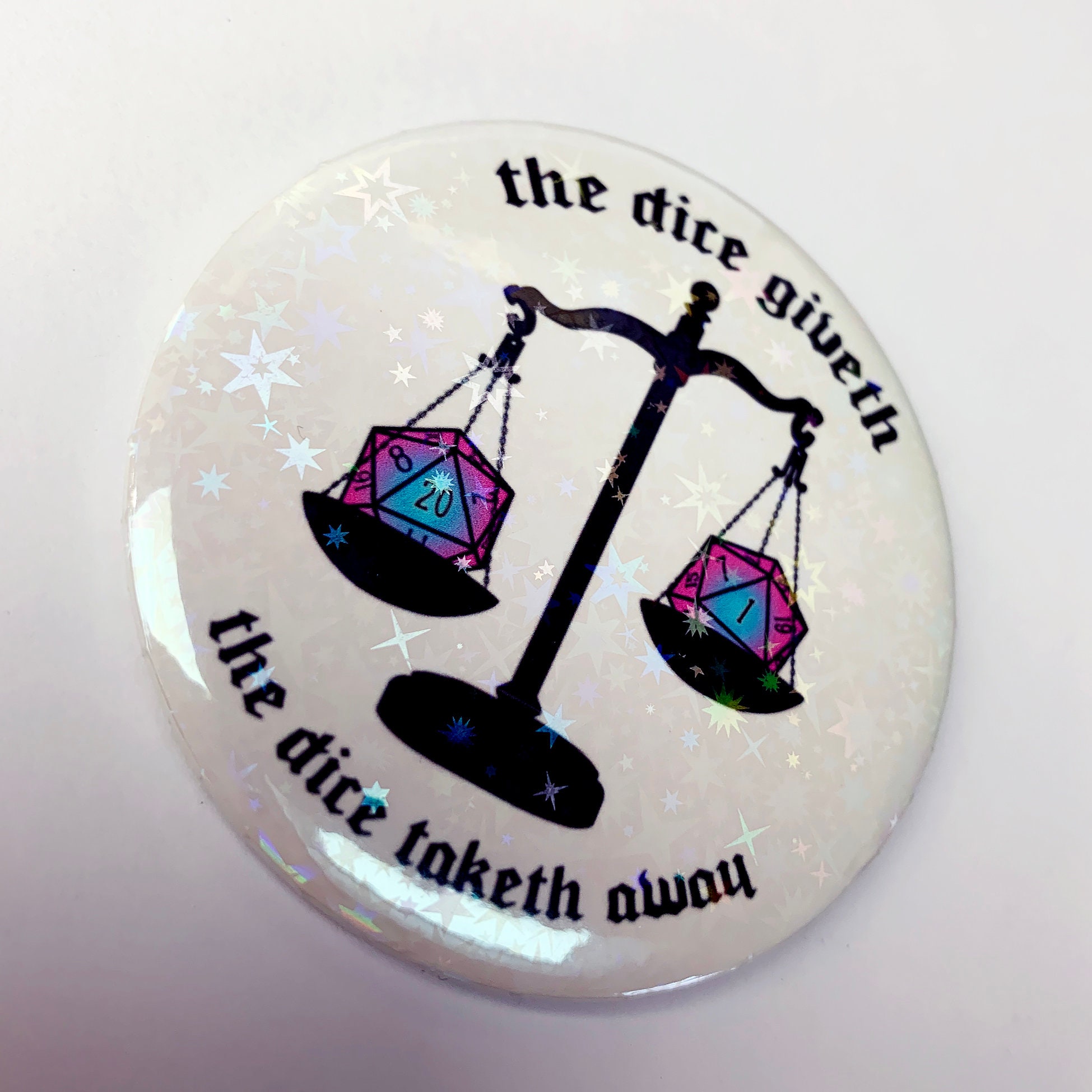 Holo D20 D&D Badge Button XL Size 58mm/2.25 | Etsy