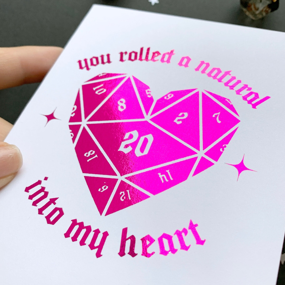 D&D Valentines Day Card Pink Foiled Dungeons and Dragons Card, Dnd ...