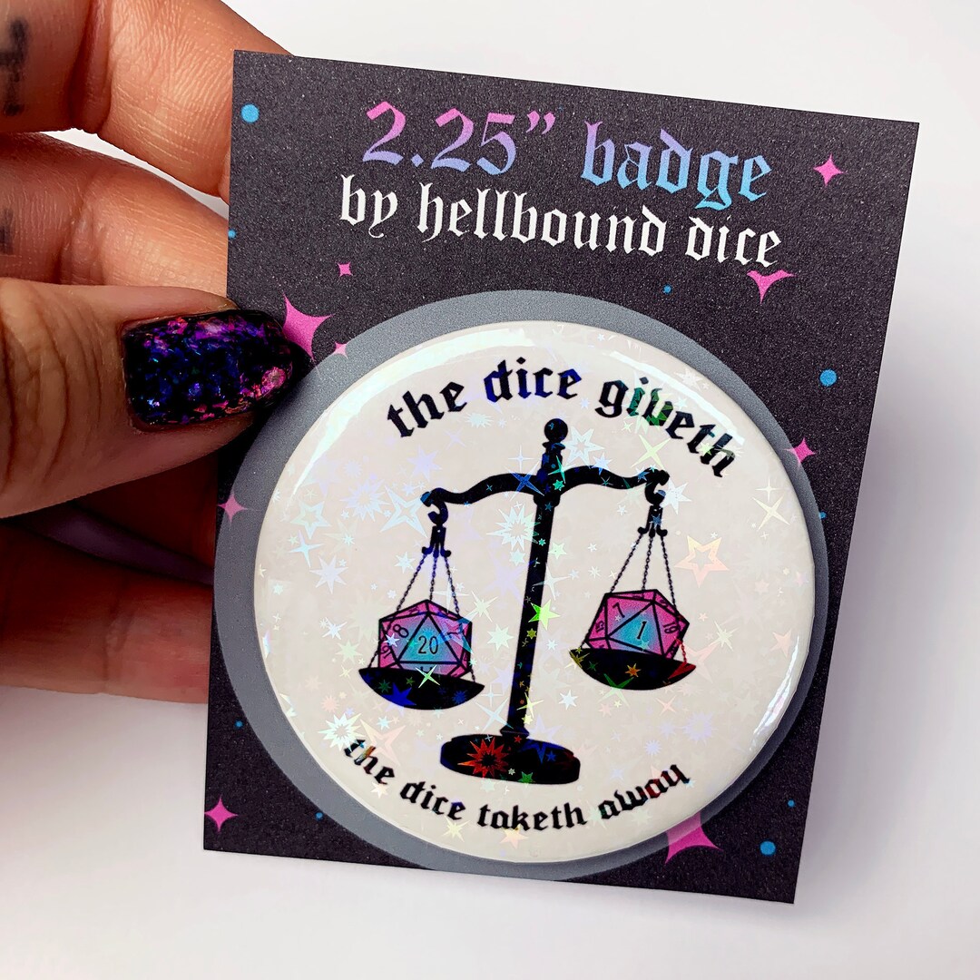 Holo D20 D&D Badge Button XL Size 58mm/2.25 - Etsy