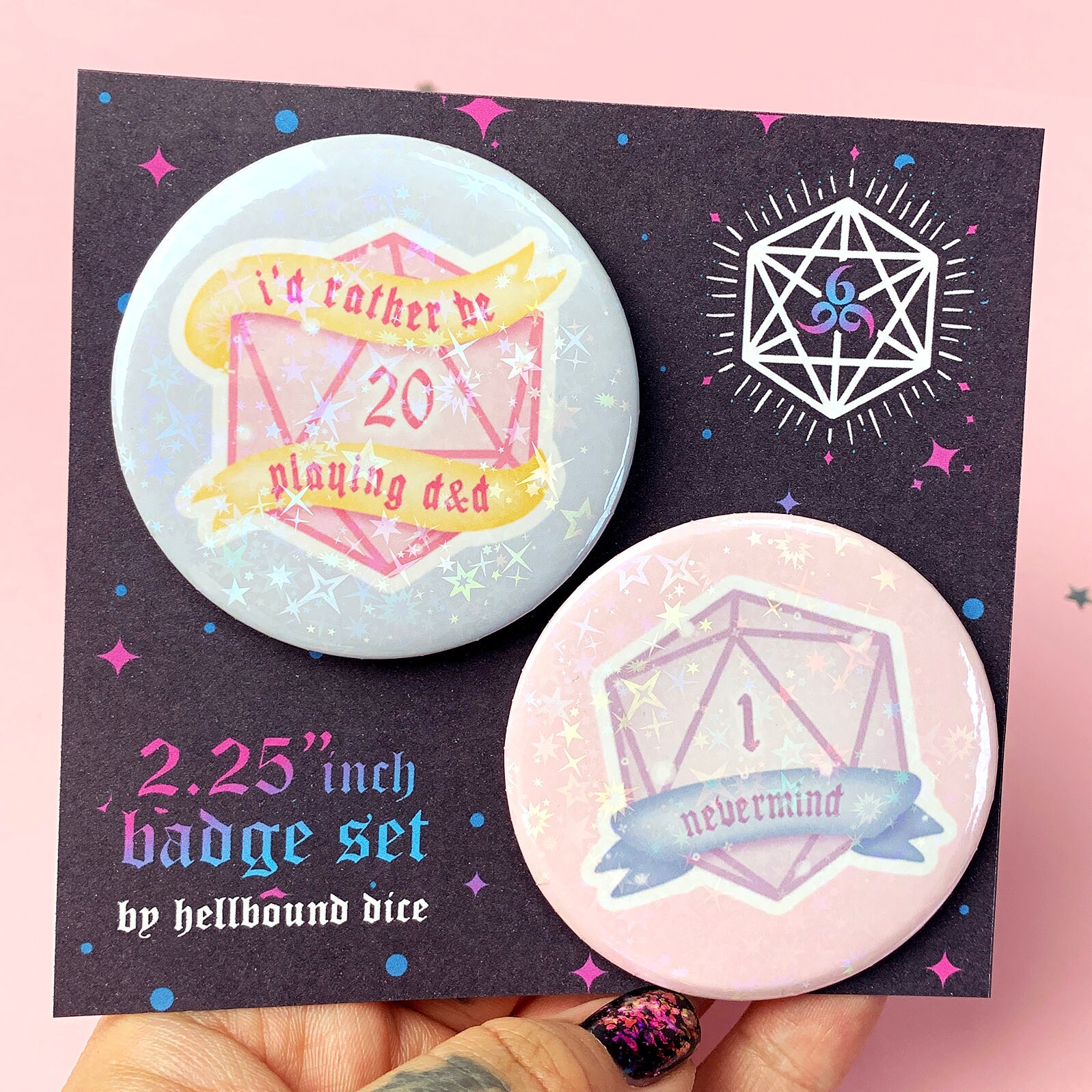 Holo D&D Badge Button Pack XL Size 58mm/2.25 | Etsy