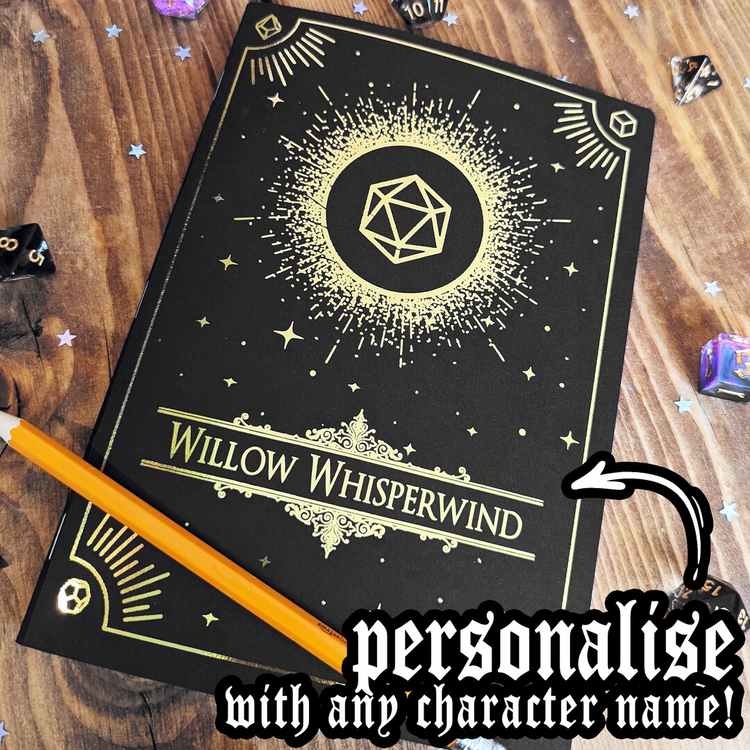 Personalised Dungeons and Dragons Notebook Add A Name Gold Foiled ...