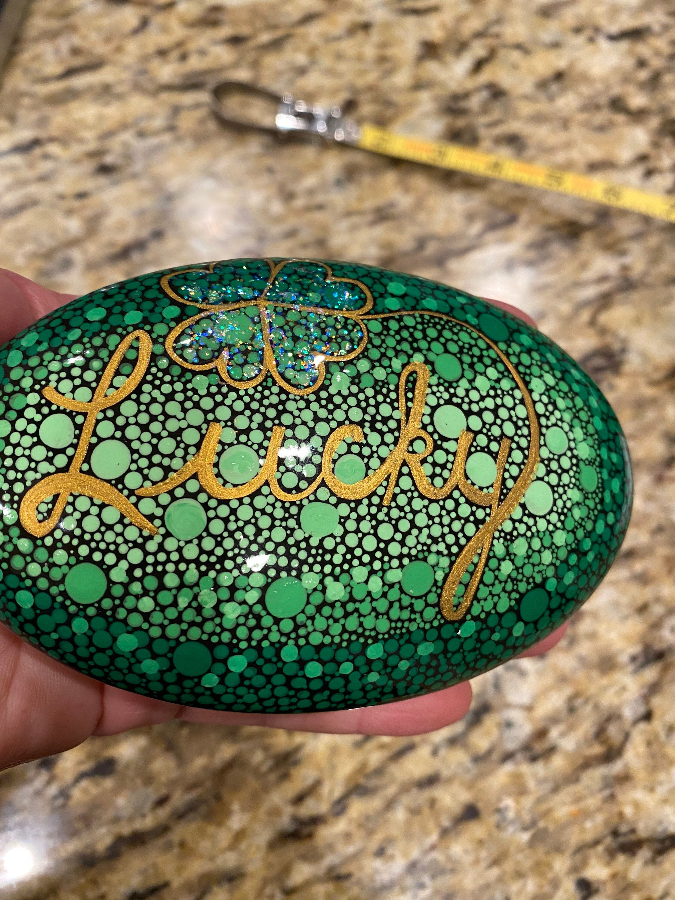 Dot Painted Oval "lucky" Paperweight Shamrock - Etsy