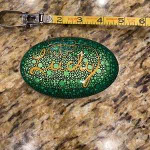Dot Painted Oval "lucky" Paperweight Shamrock - Etsy