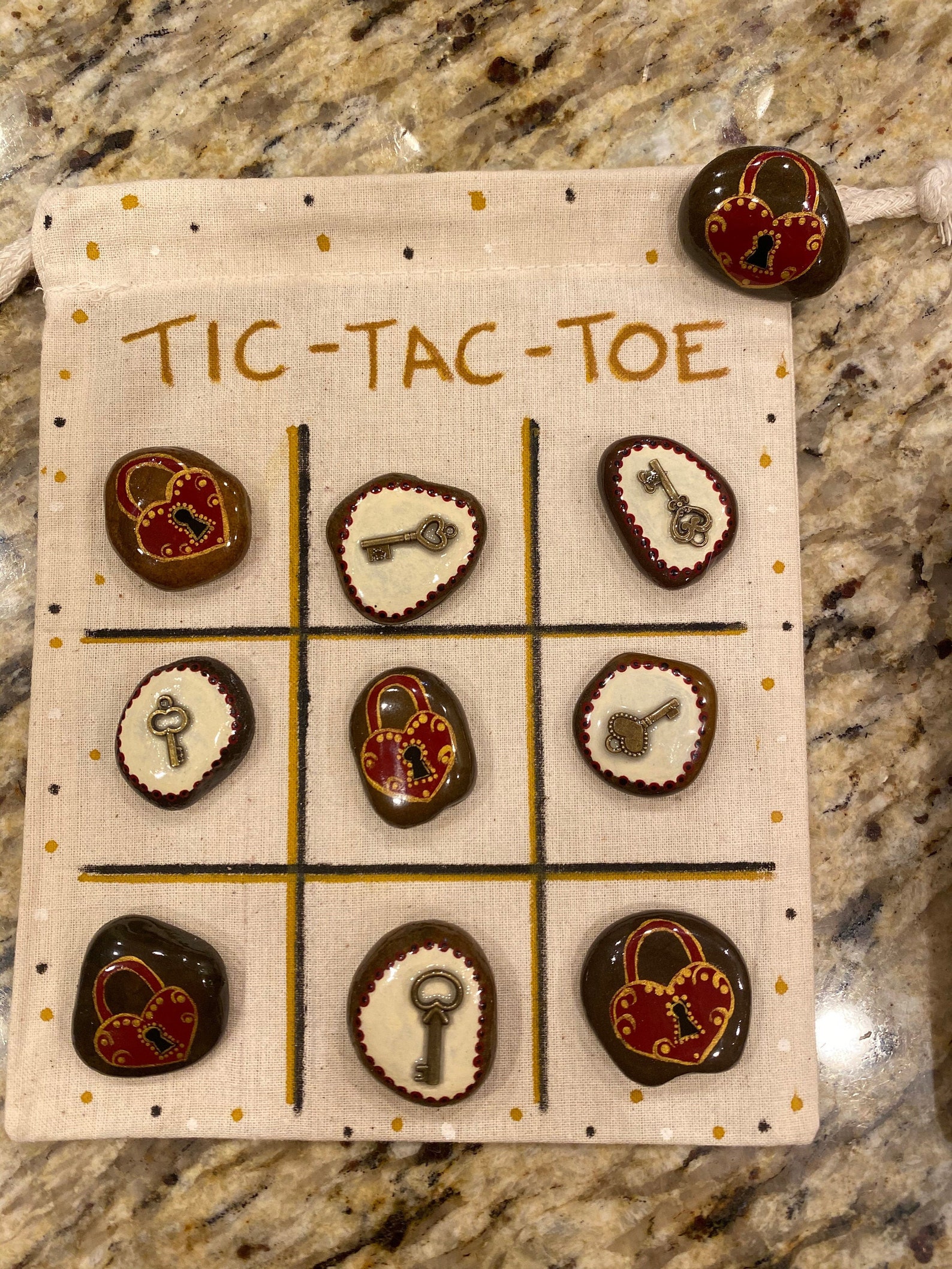 Hand Painted Rustic Tic-tac-toe Rocks in a Canvas Bag - Etsy