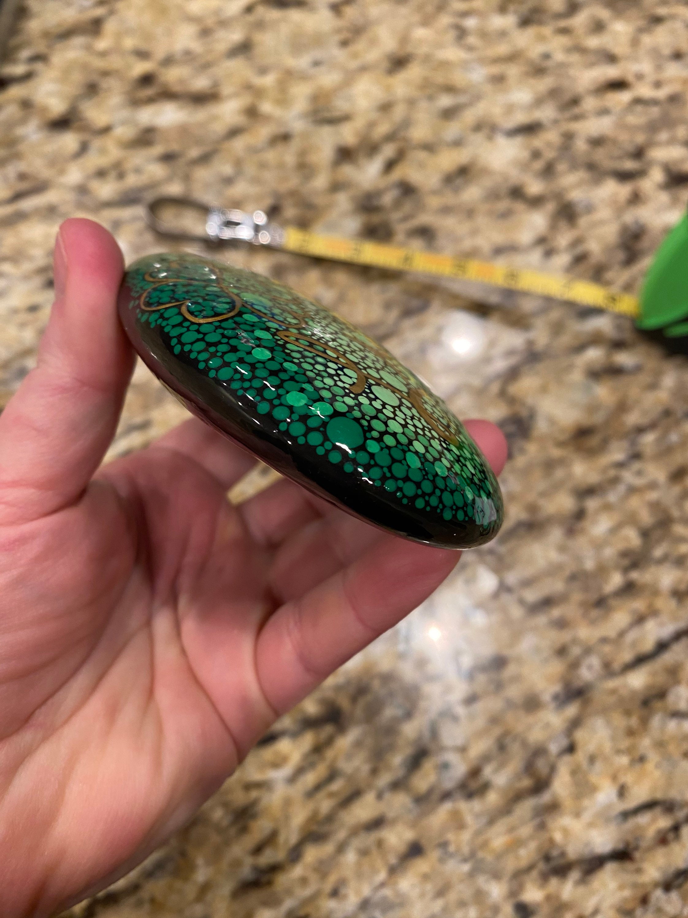 Dot Painted Oval lucky Paperweight Shamrock - Etsy