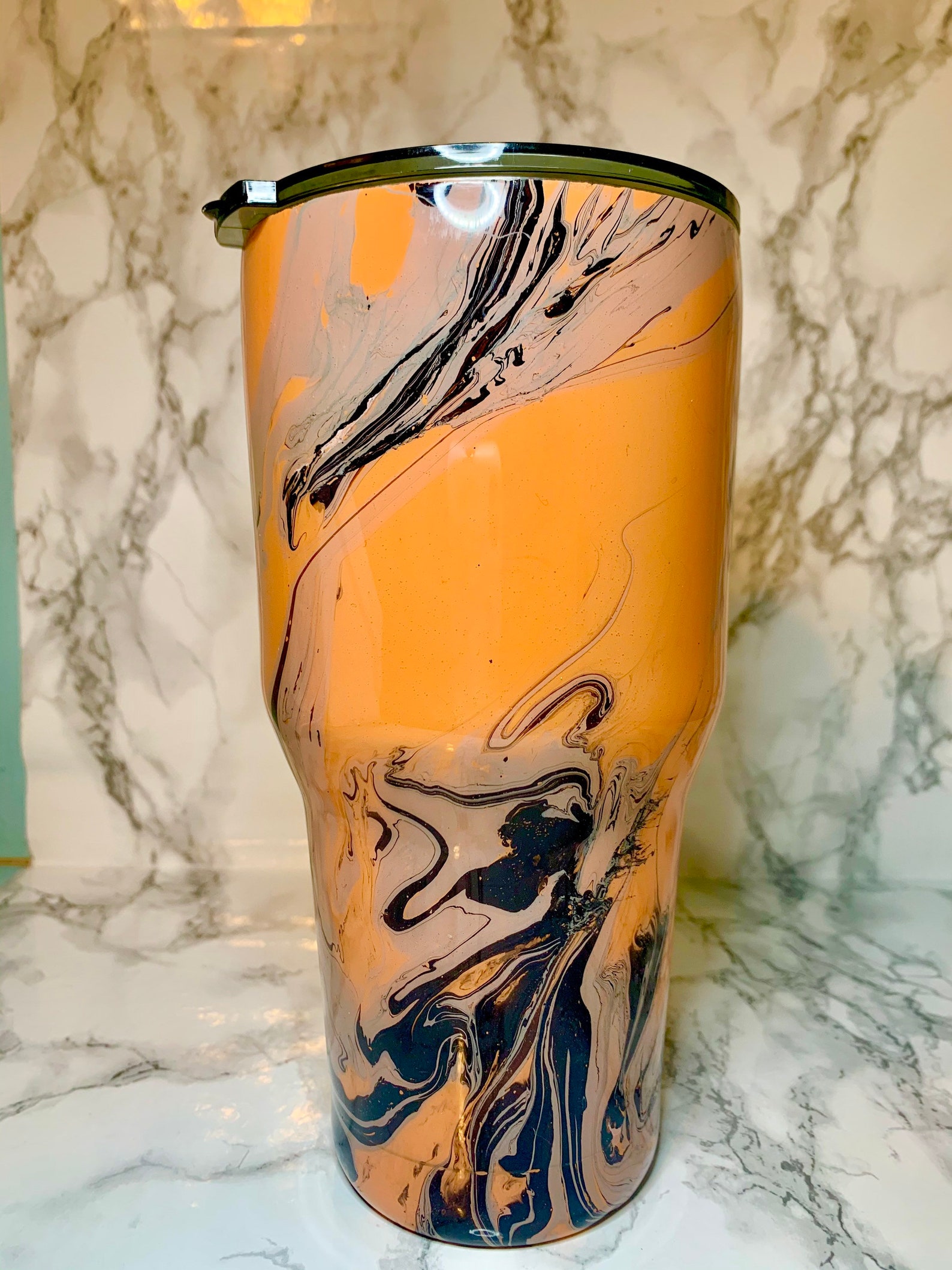 Custom Orange based Hydro-dip Tumbler Custom Hydrodip | Etsy