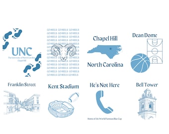 UNC Chapel Hill Preppy Print Set of 8 Digital Download - Etsy