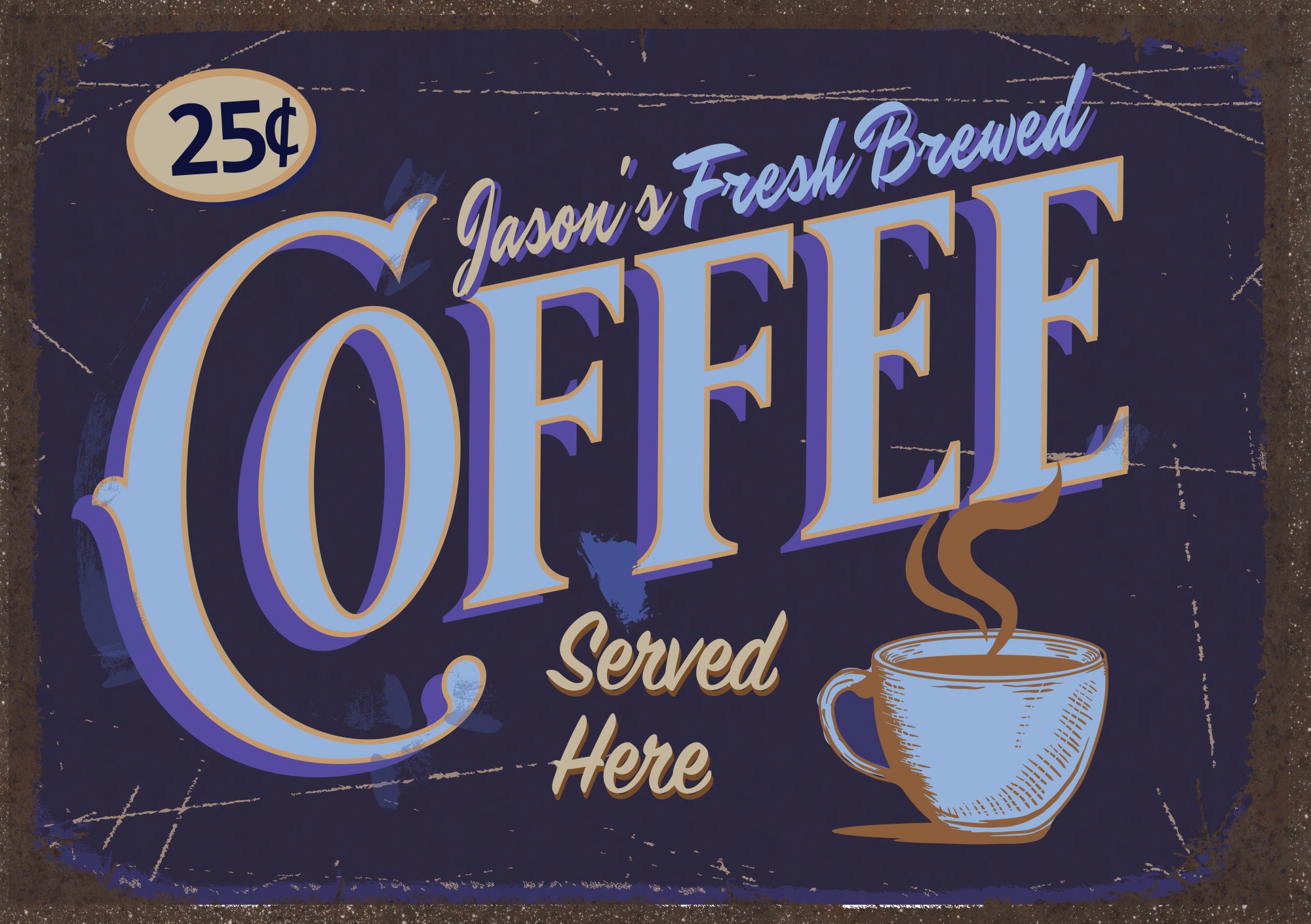Coffee Bar Sign Personalized Vintage Style Retro Metal Kitchen Sign for ...